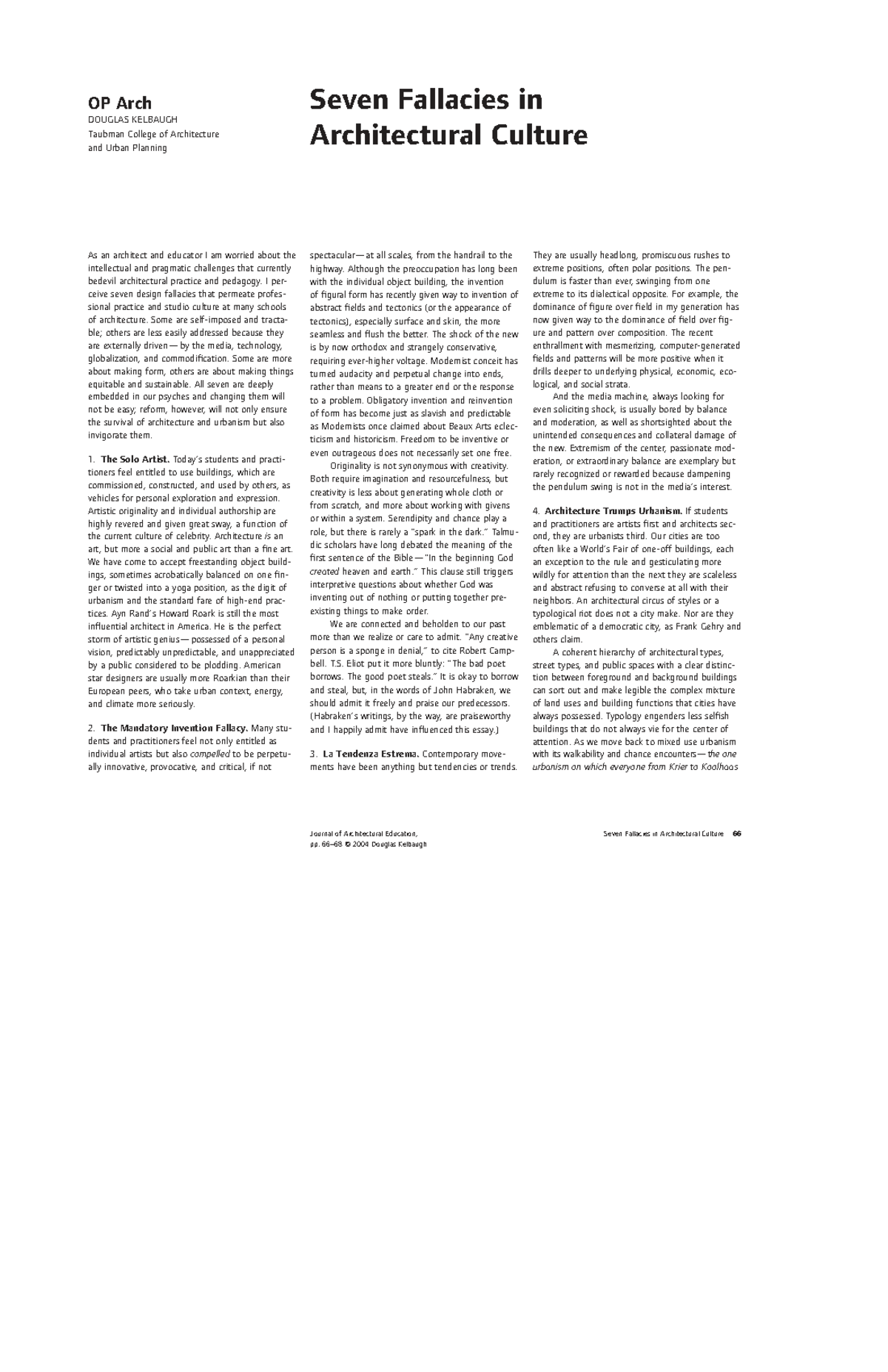 Seven Fallacies in Architectural Culture: Insights by Douglas Kelbaugh ...