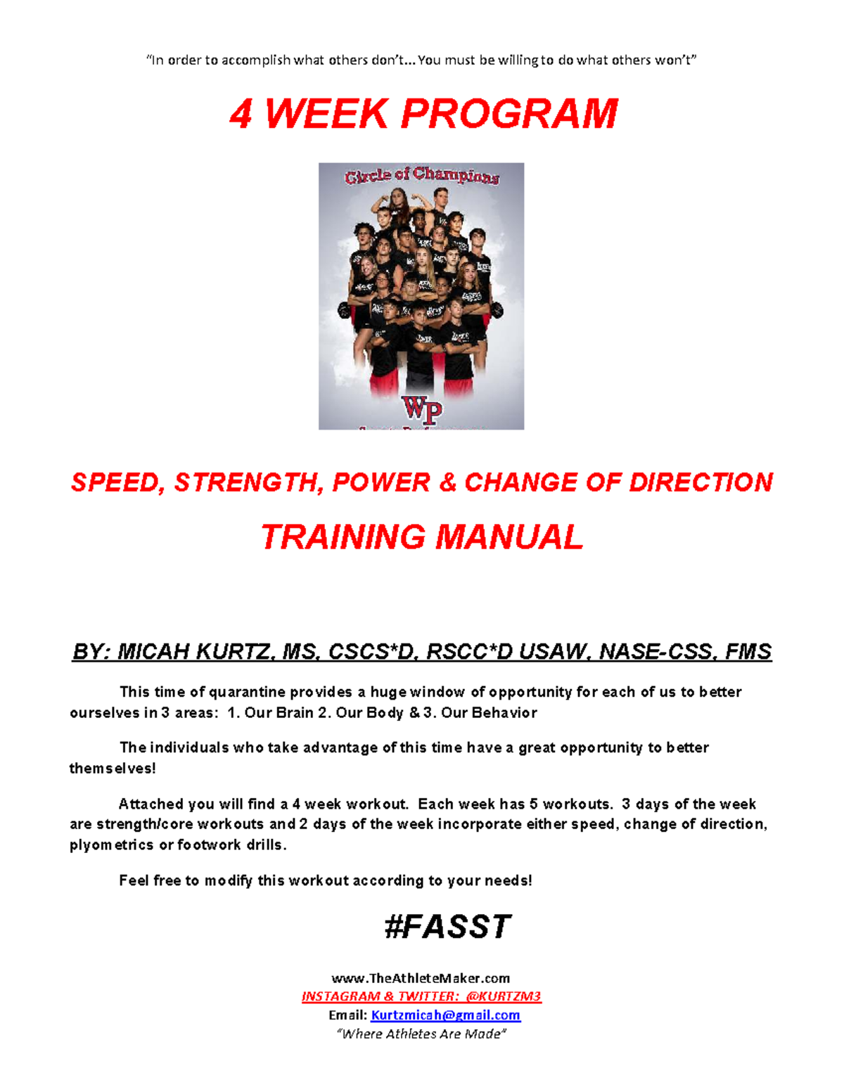 4 WEEK PROGRAM: BODYWEIGHT STRENGTH, SPEED & PLYOMETRICS - Studocu