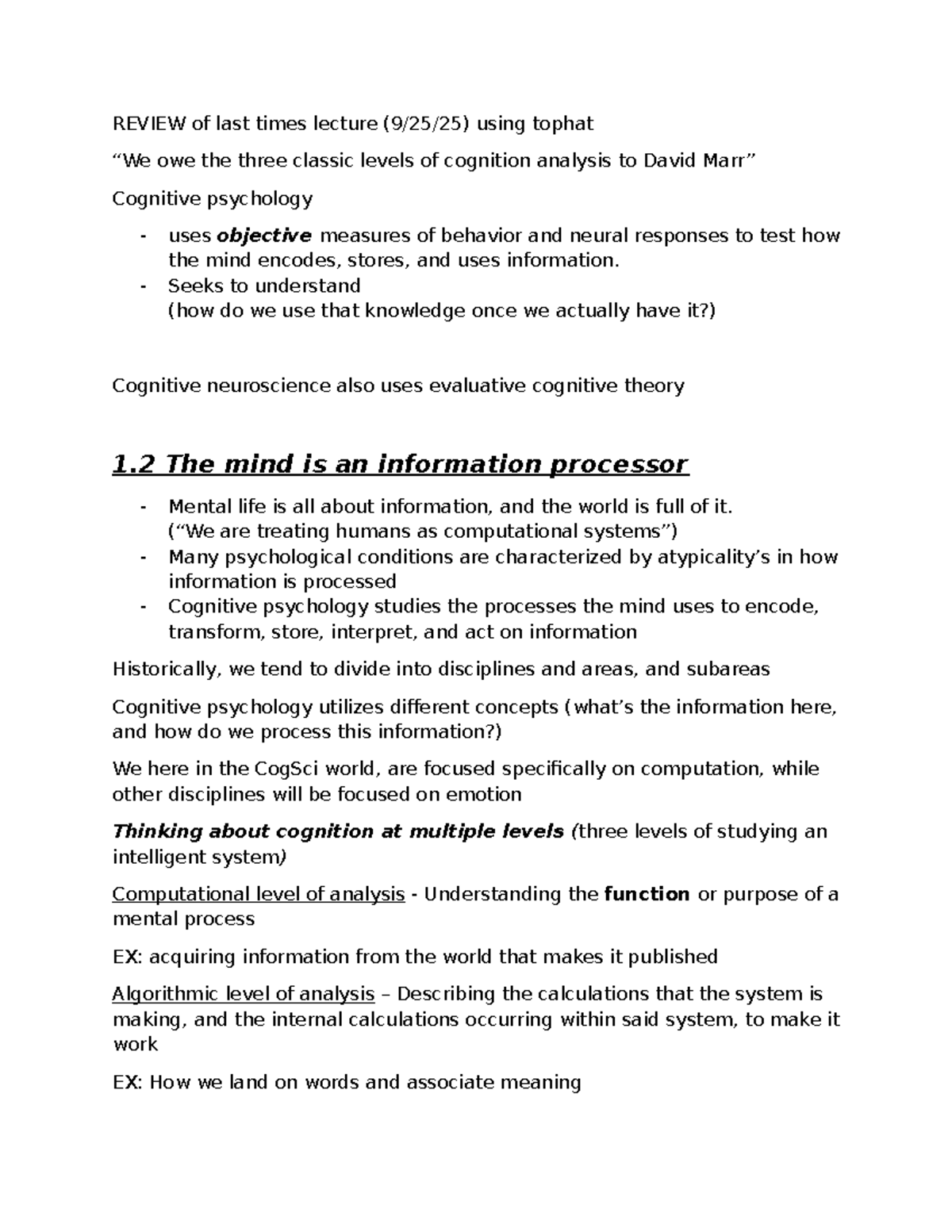 Cognitive Psychology (PSY 101): RT, Signal Detection & Analysis Methods ...