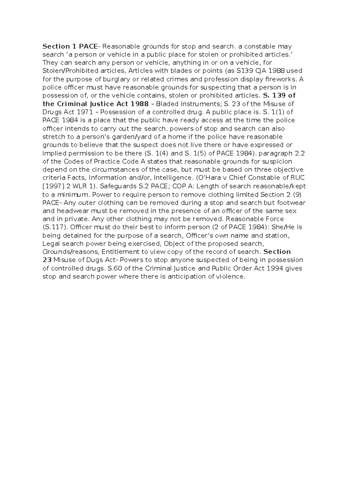Police Powers Under PACE: Stop and Search Guidelines and Legislation ...