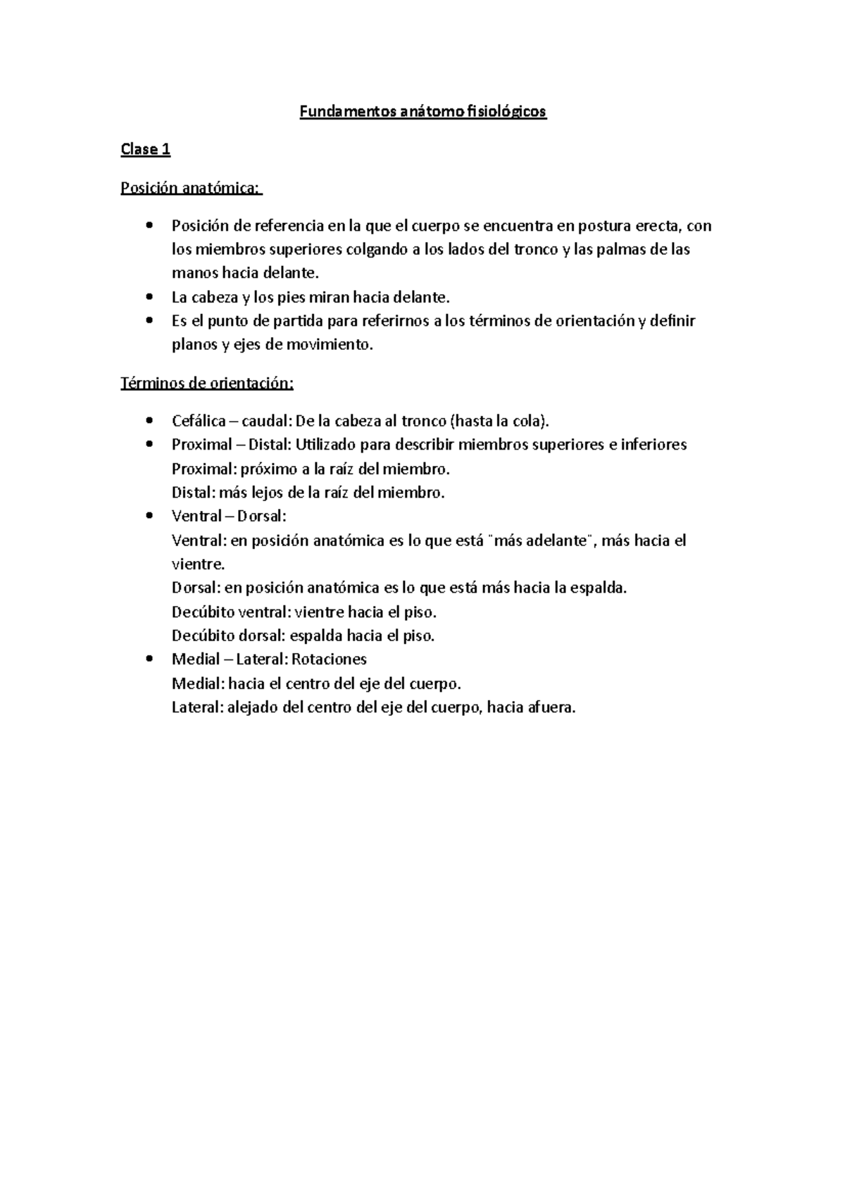 Apuntes de FAF - Fundamentos Anátomo Fisiológicos (Clase 1 y 4) - Studocu