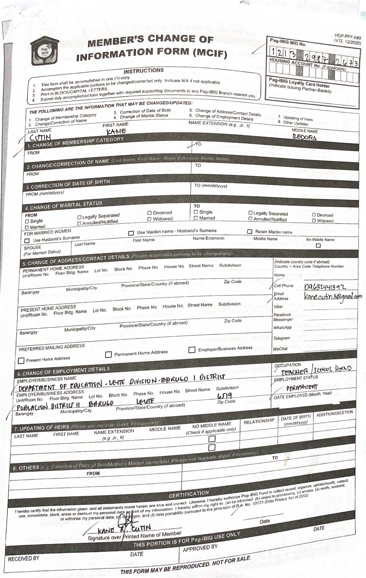 Change of Membership Information Form Instructions (MCIF) - Studocu