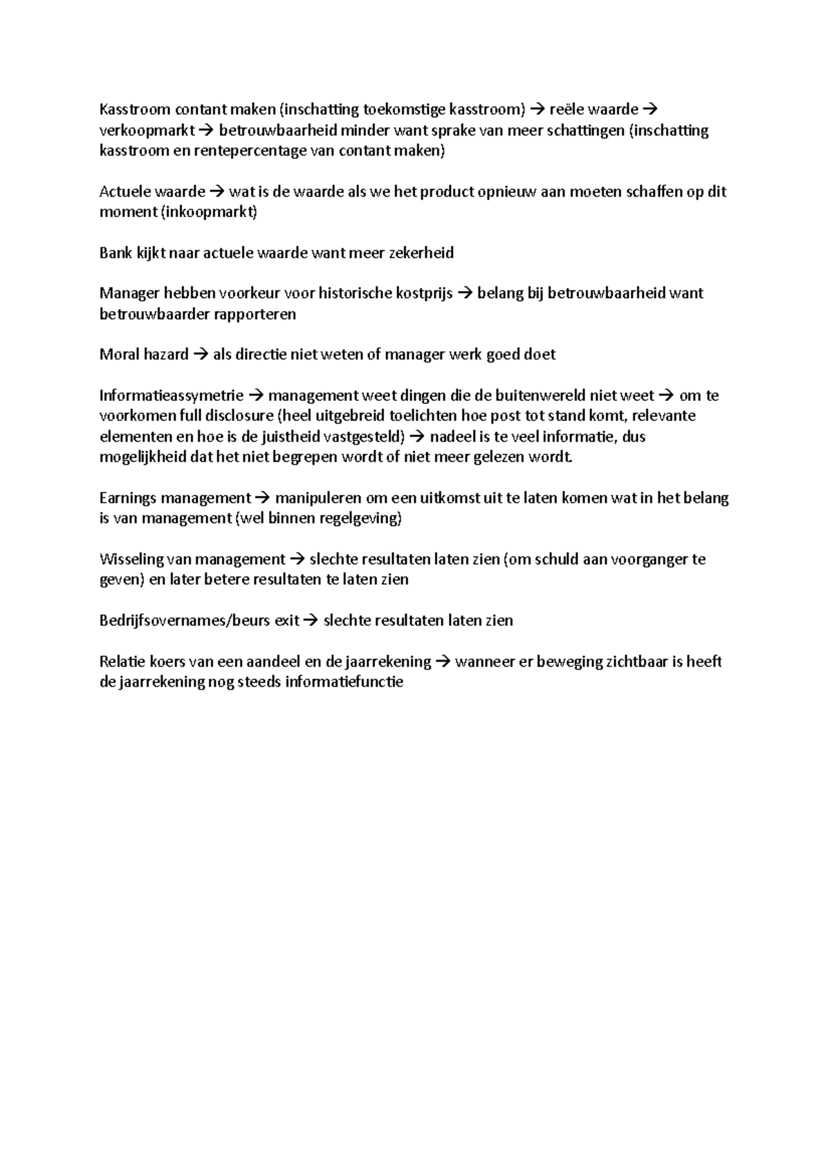 Aantekeningen Les: Kasstroom, Waardebepaling & Informatie-asymmetrie ...
