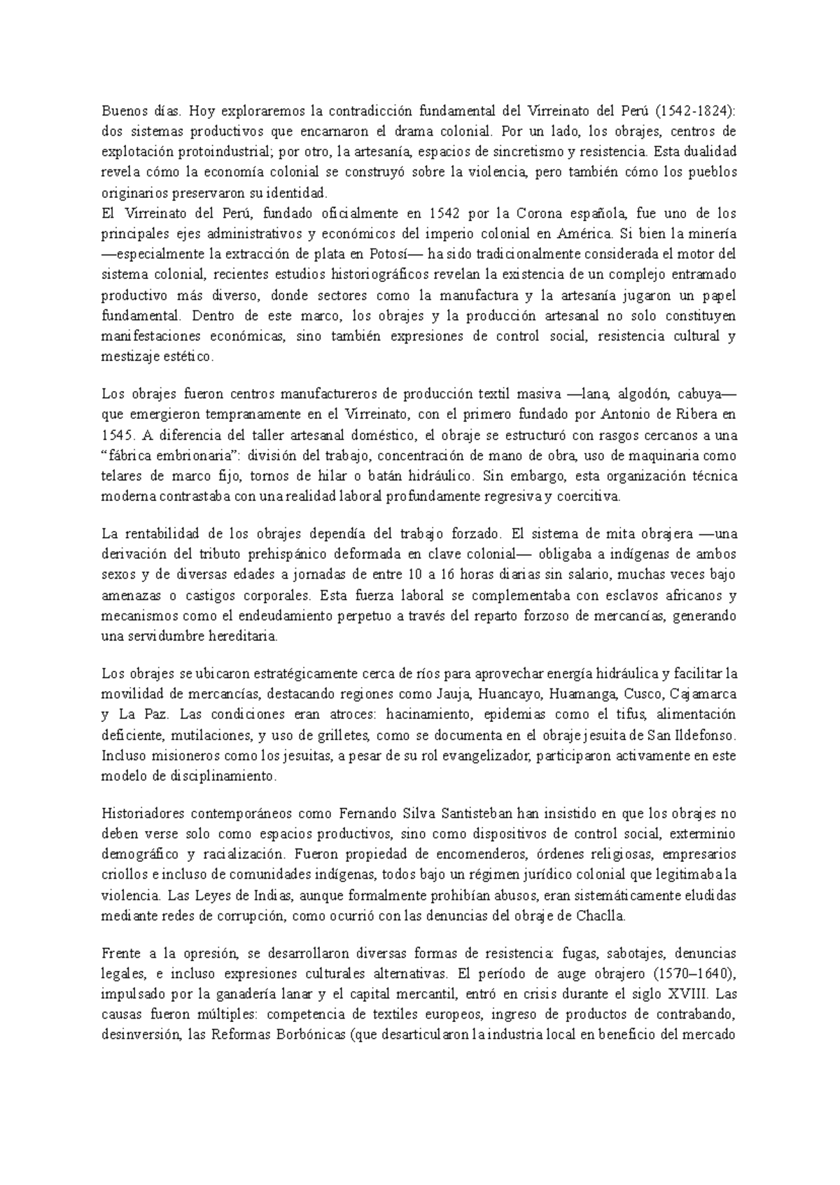 Obrajes y Artesanías en el Virreinato del Perú: Un Análisis Colonial ...