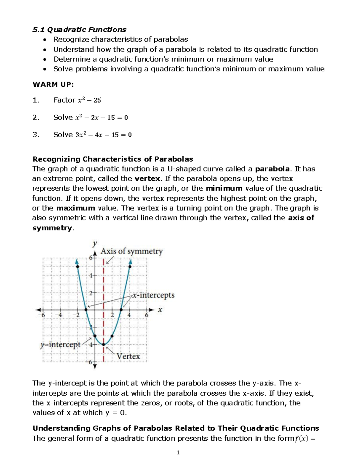 Understanding Quadratic Functions: Characteristics & Applications (MATH ...