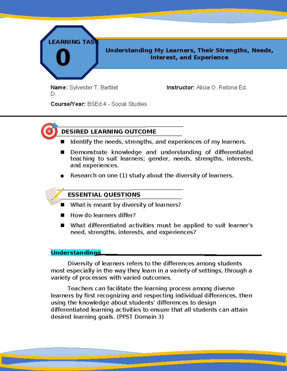 TI-LT 5 - Teaching Internship: Strategies for Diverse Learners in BSEd 4 - Studocu