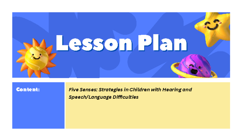 Lesson Plan: Teaching the Five Senses to Children with Hearing ...