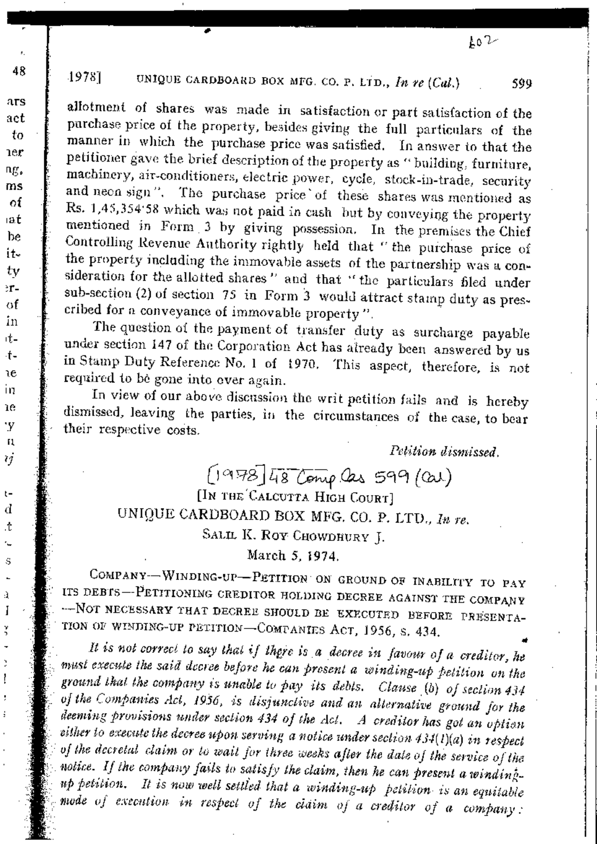 602 48 Case Study: Unique Cardboard Box Mfg. Co. P. Ltd. Winding Up ...