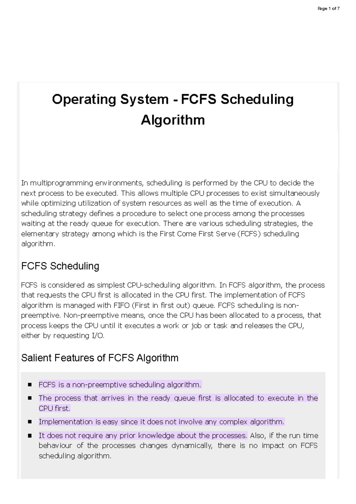 FALL2025-26 CSE2008 FCFS Scheduling Algorithm Overview and Analysis ...