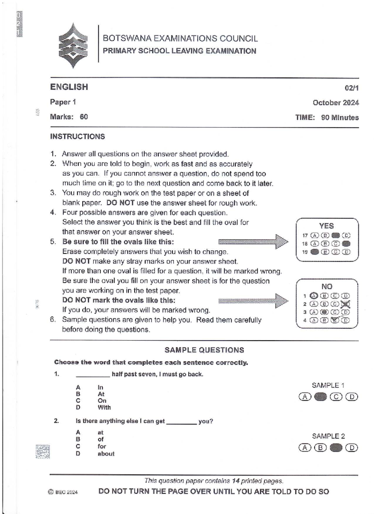 PSLE English 2024 Exam & Marking Key Guide - Studocu