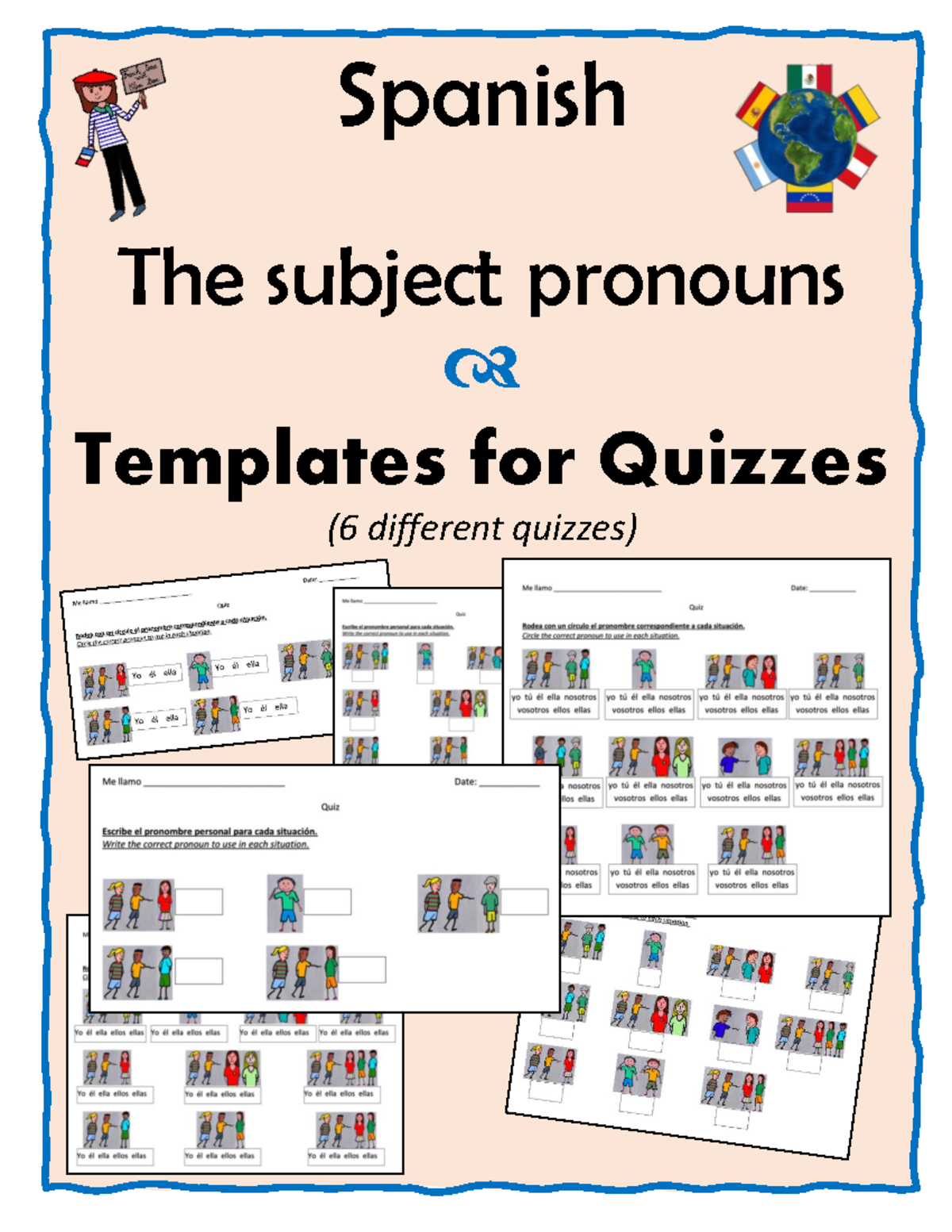 Brady Ritchwood - LOS Pronombres Question Cards - Spanish The subject ...