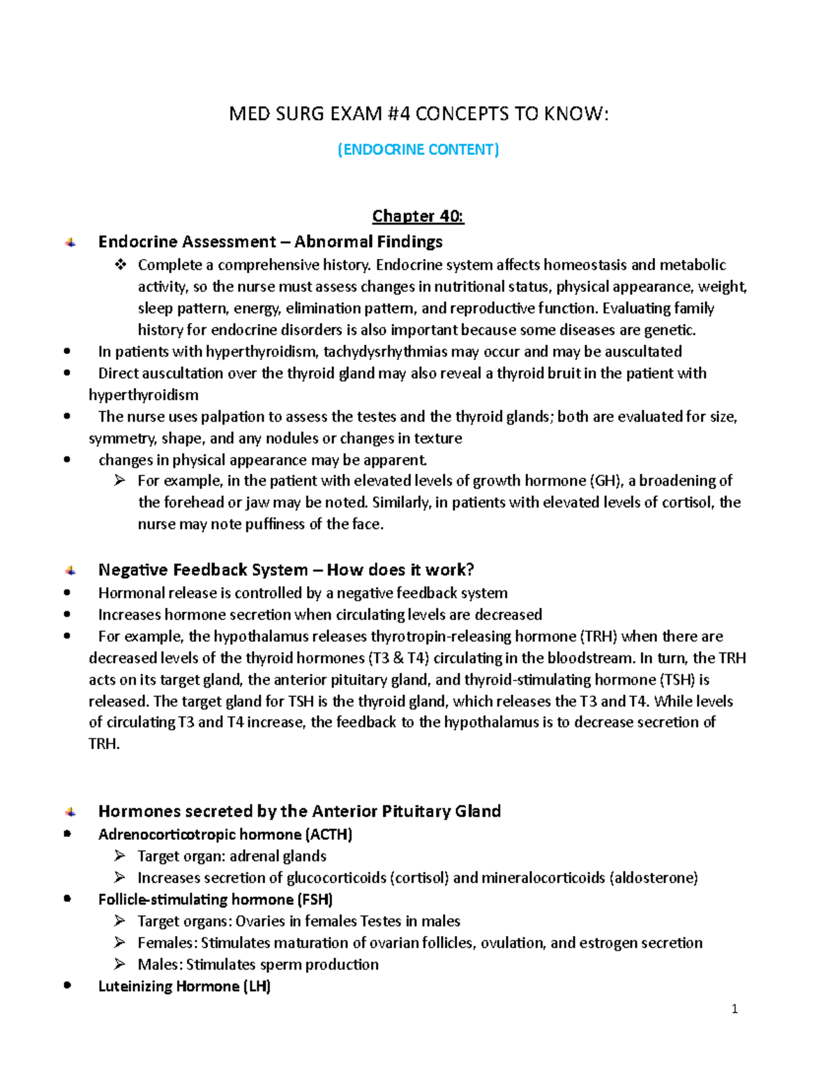 Med Surg 2 Exam 4 SG: Comprehensive Study Guide for Endocrine Disorders ...