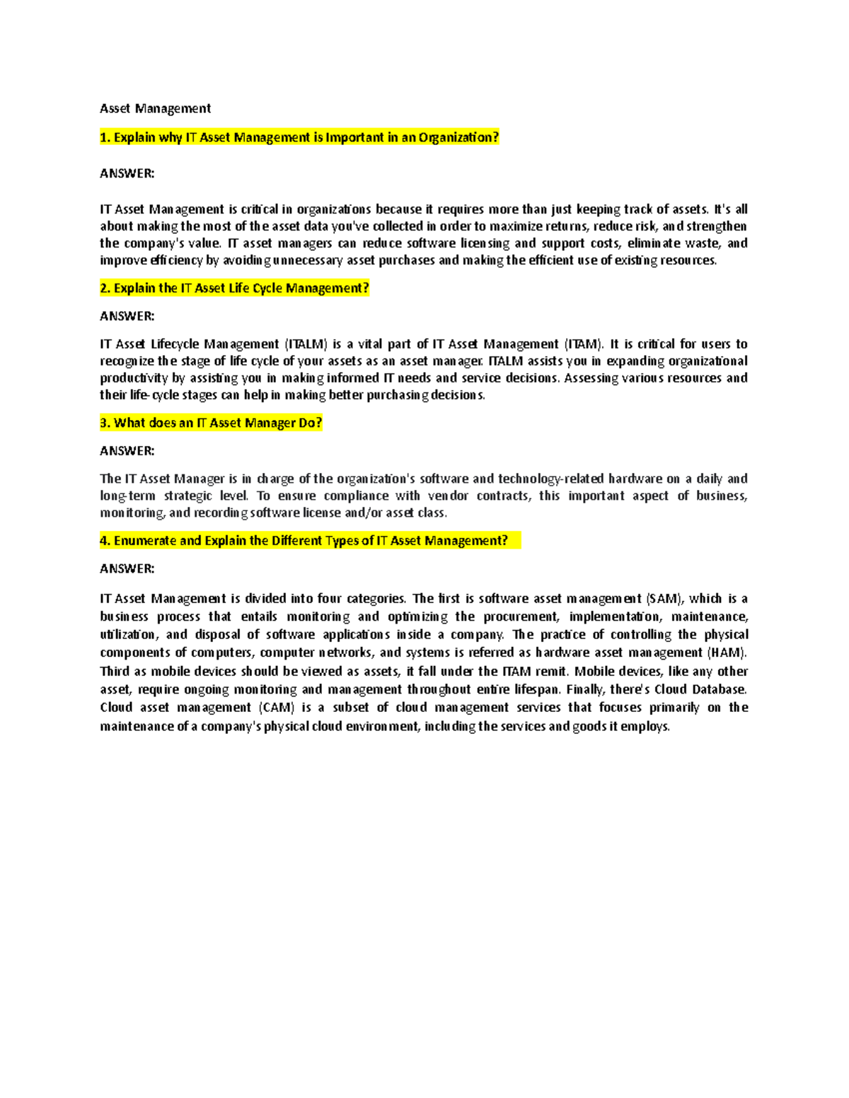 Activity 5 & 6 Information Assurance and Security 1 Asset Management ...