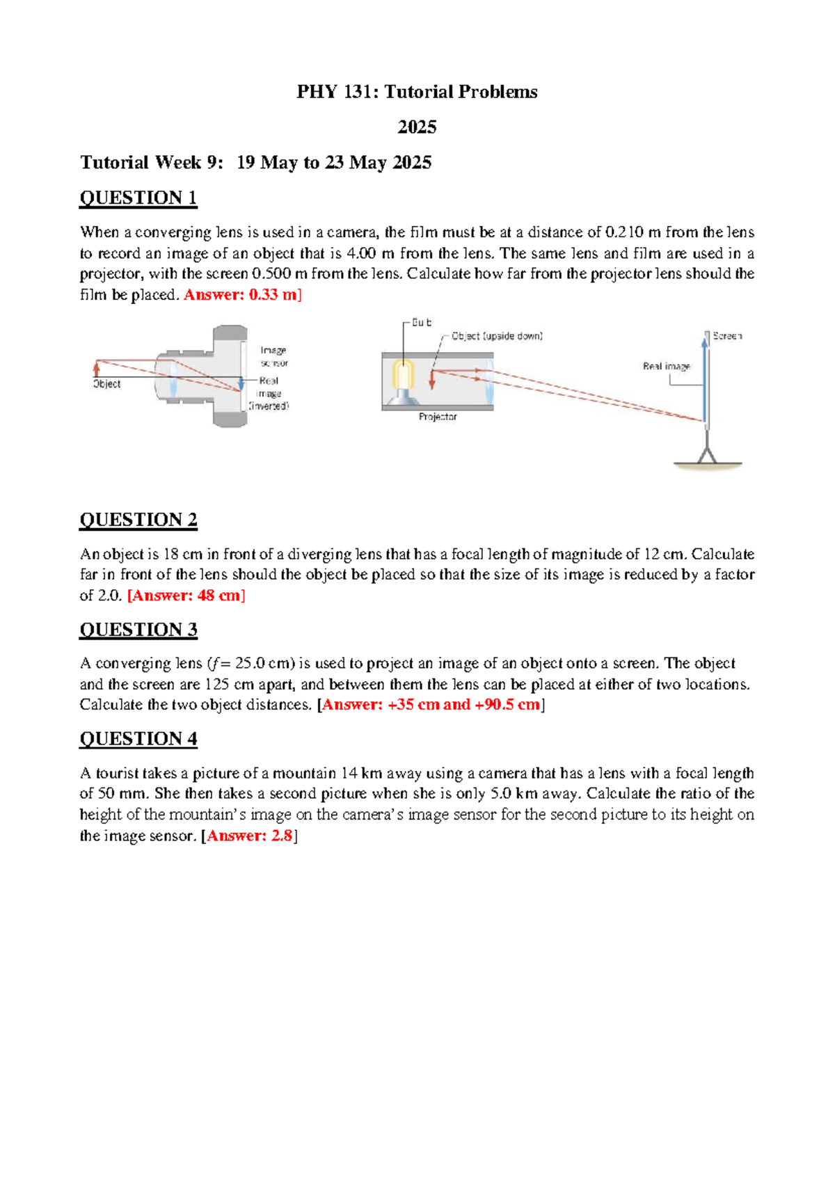 PHY 131: Tutorial Problems for Week 9 (19-23 May 2025) - Studocu