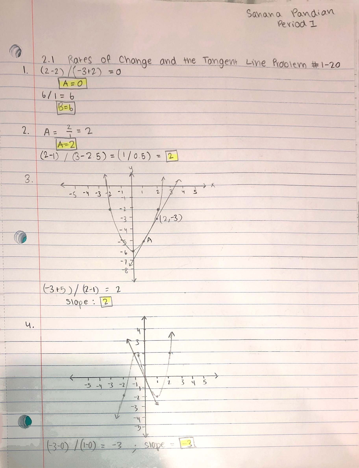 Math HW 2 - Rates of Change & Tangent Lines (Sahana Pandian) - Studocu