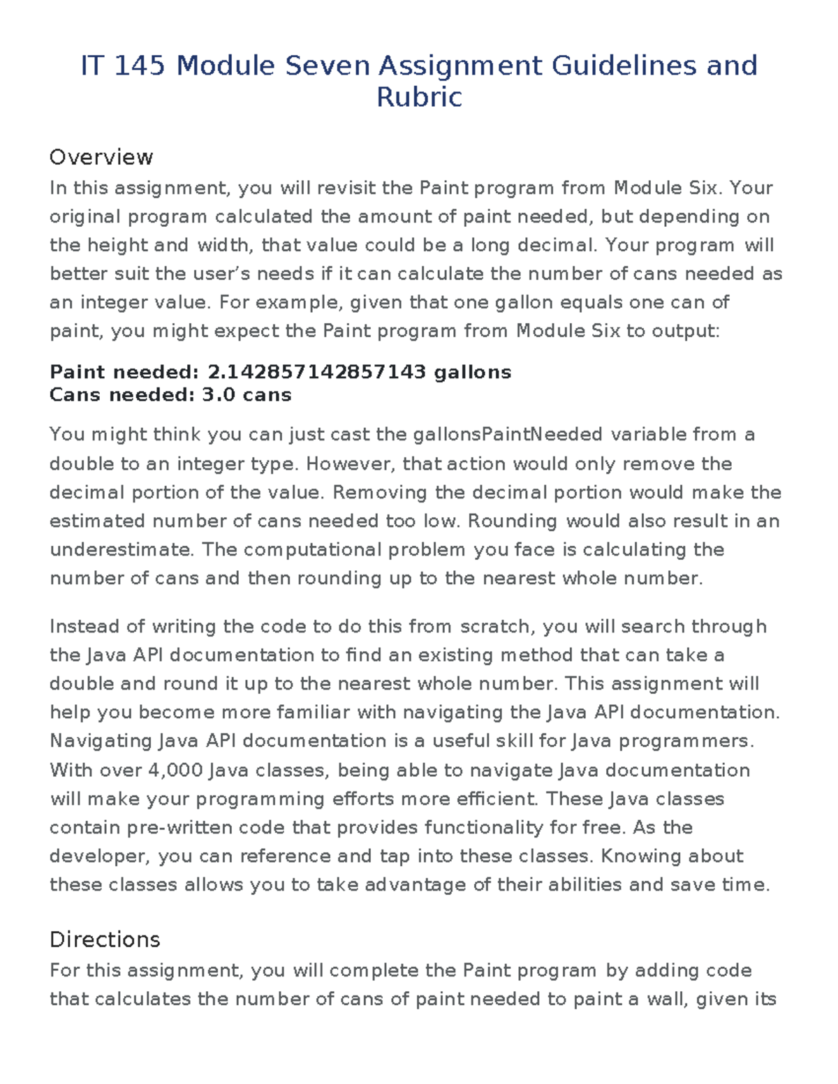 IT 145 Module 7 Paint Program Assignment Guidelines and Rubric - Studocu