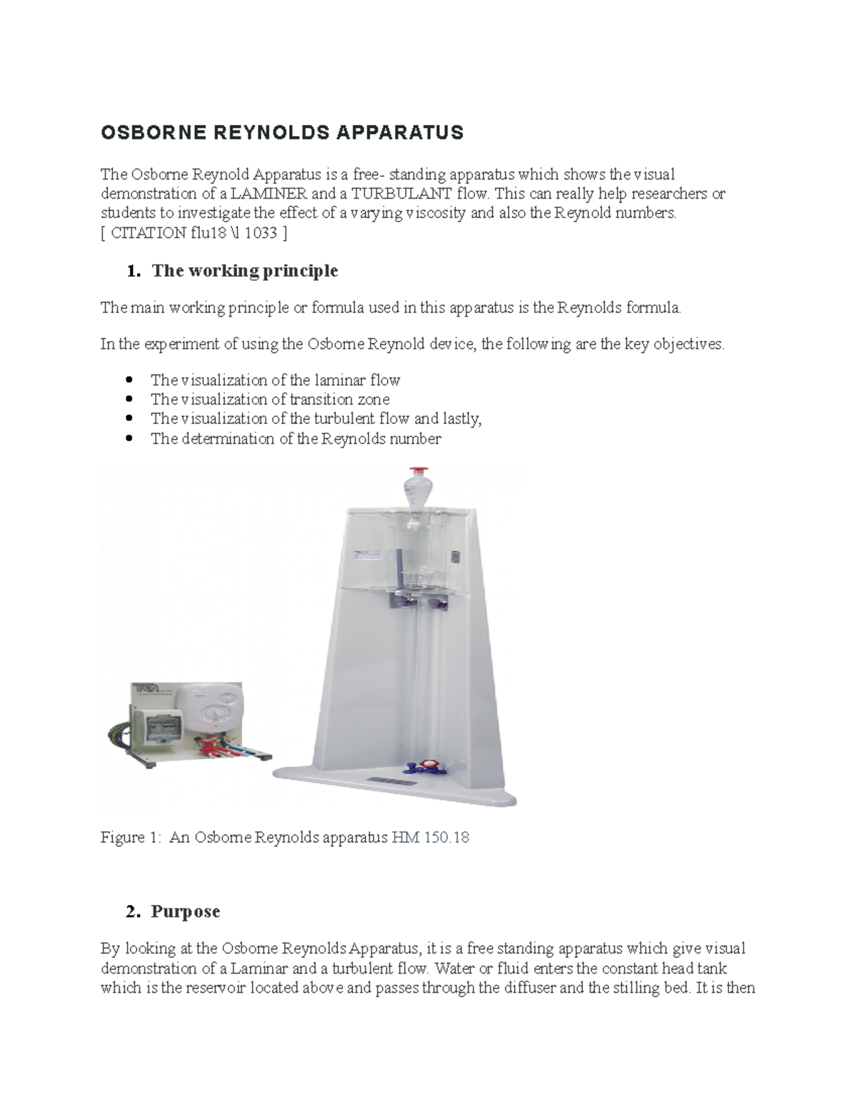 Osborne Reynolds Apparatus: Visualization of Flow Types & Reynolds ...
