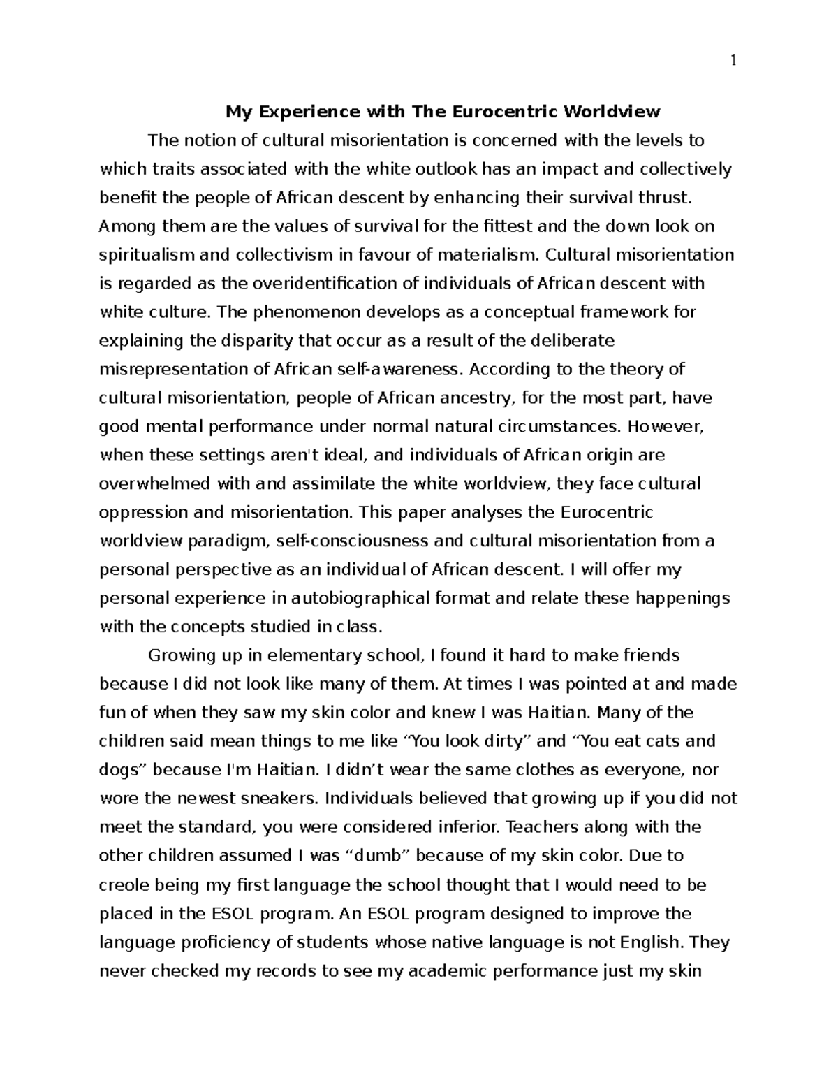 Cultural Misorientation: An Autobiographical Reflection on Identity ...