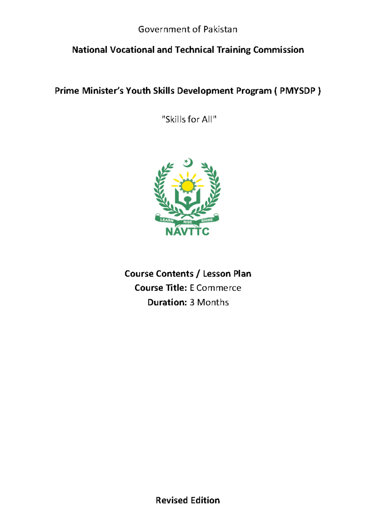 TLM2024 E-Commerce Course Lesson Plan and Training Modules - Studocu