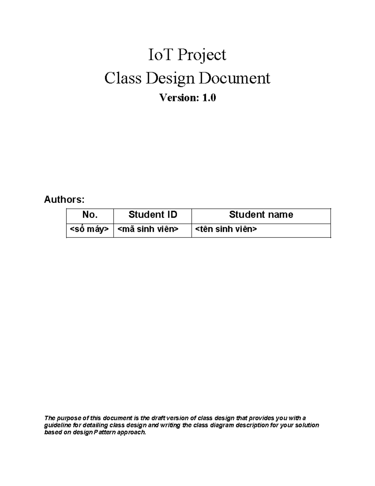 Io TProject - Iot project template - IoT Project Class Design Document ...