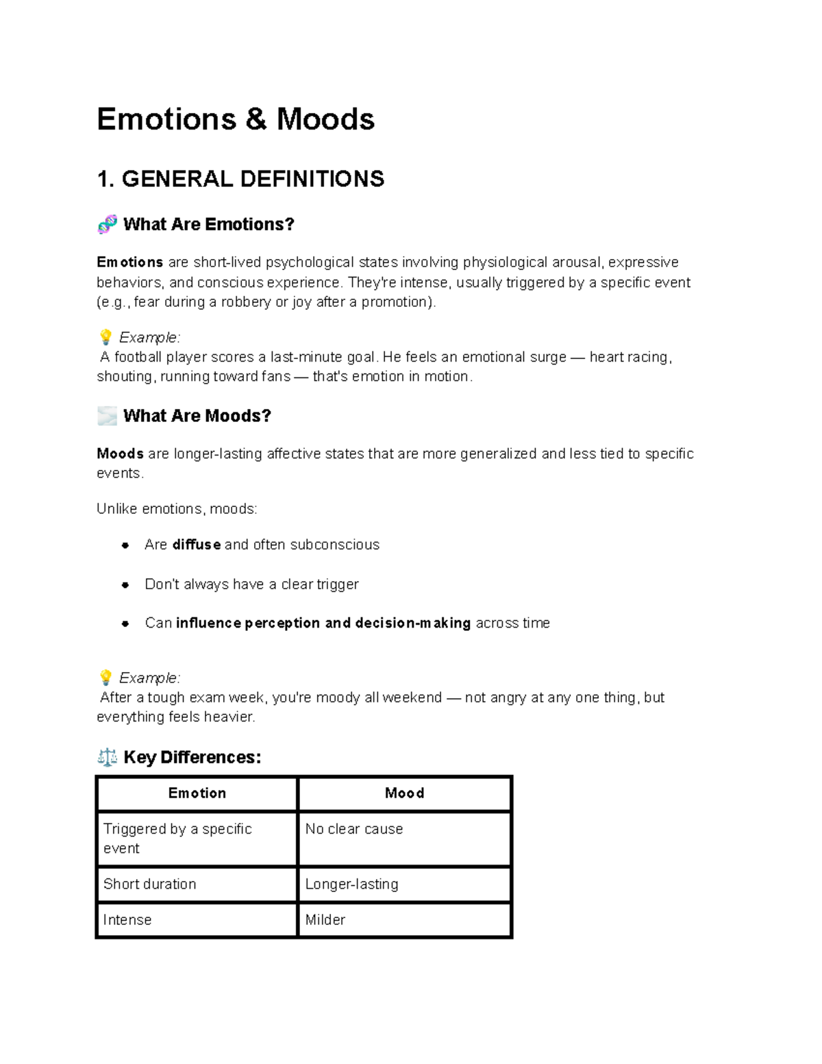 Psychology S2 summary - Resume des week 1 -12 - Emotions & Moods 1 ...