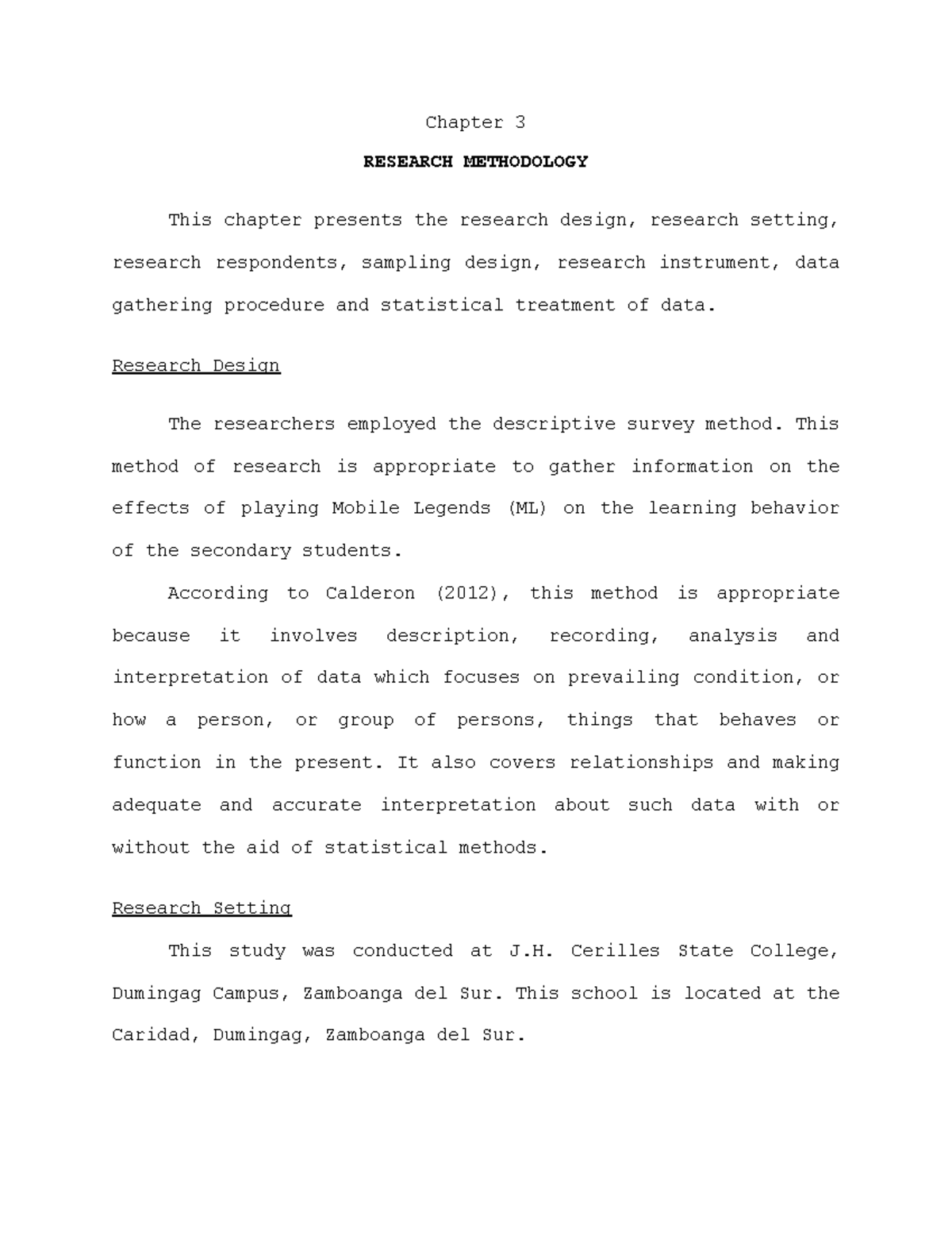 Chapter 3: Research Methodology on Mobile Legends' Impact on Learning ...