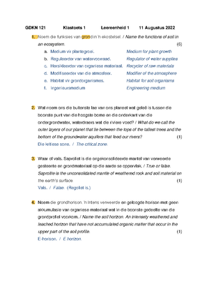 Semester test GDKN121 2024-memorandum - Vraag 1 / Question 1 Wat is die ...