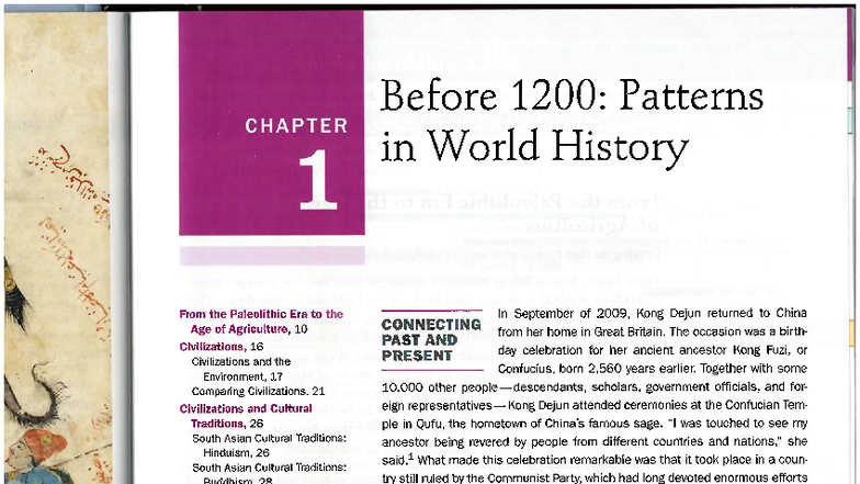 Chapter 1: Before 1200 - Patterns in World History (HIST 101) - Studocu