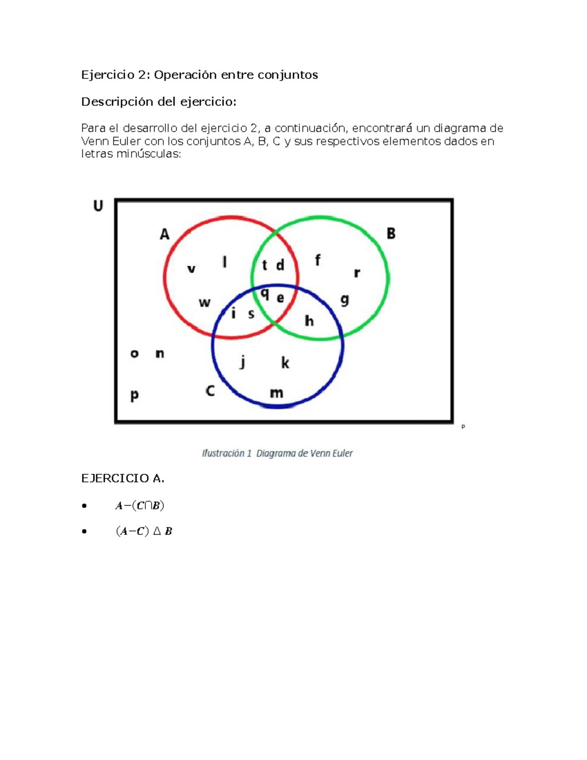 Ejercicio 2: Operaciones entre Conjuntos - Matemáticas - Studocu