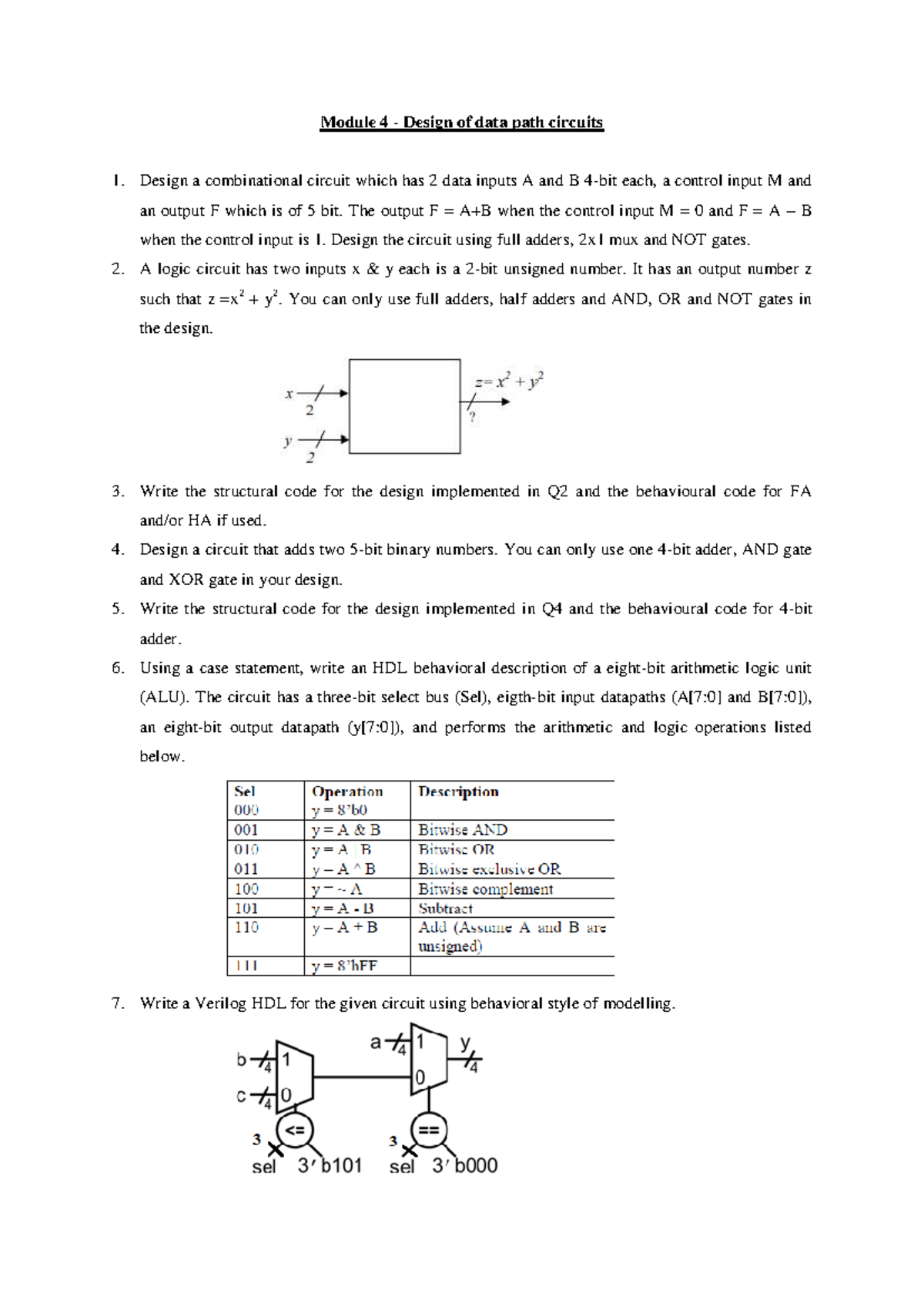 Module 4 Practice Questions: Design of Data Path Circuits - Studocu