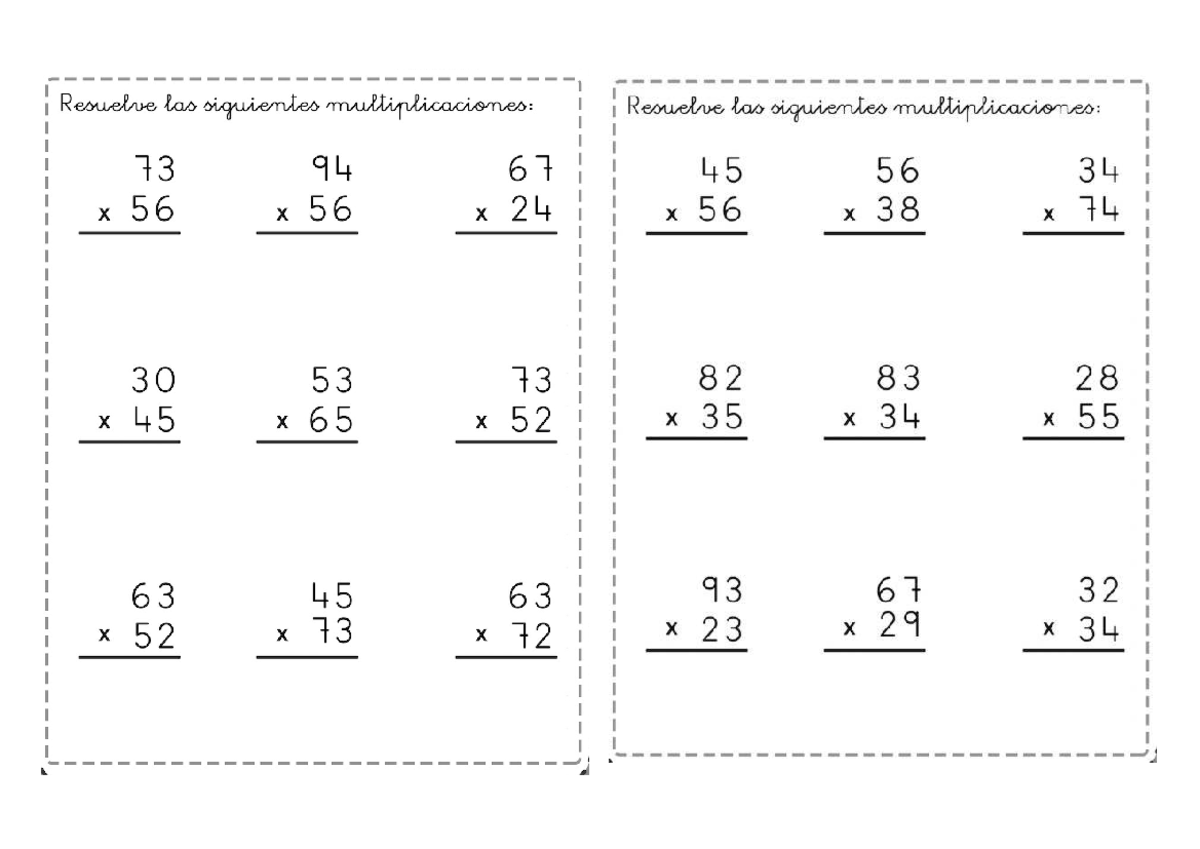 Ejercicios de Multiplicación: Resolución de Problemas Matemáticos - Studocu