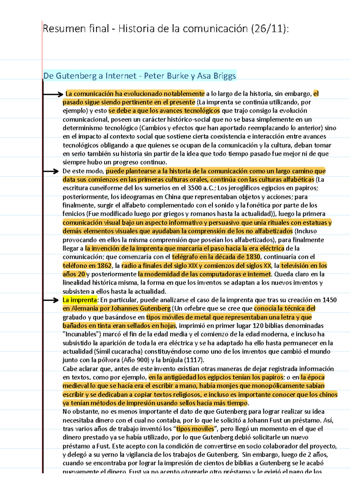 Resumen Final - Historia de la comunicación - De Gutenberg a Internet ...