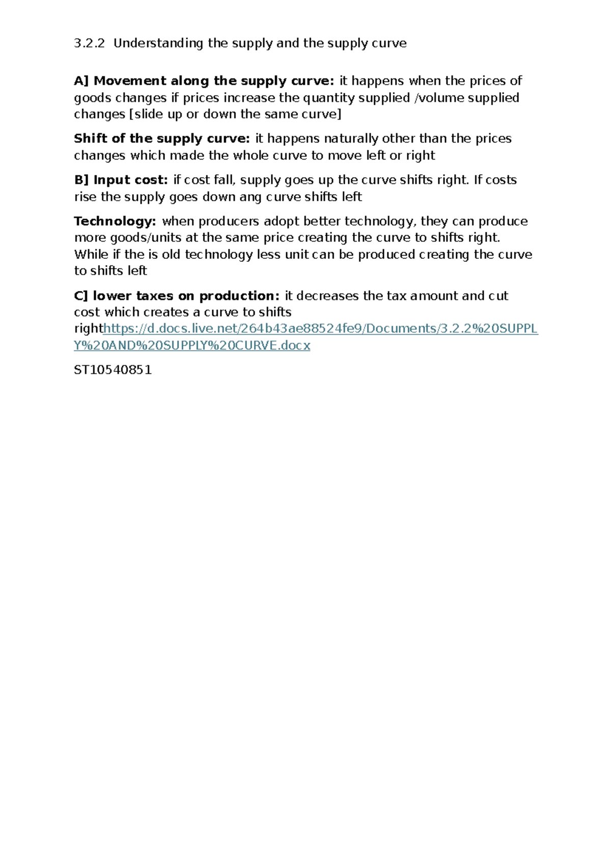 3.2.2 Understanding Supply and Supply Curve Dynamics ST10540851 - Studocu