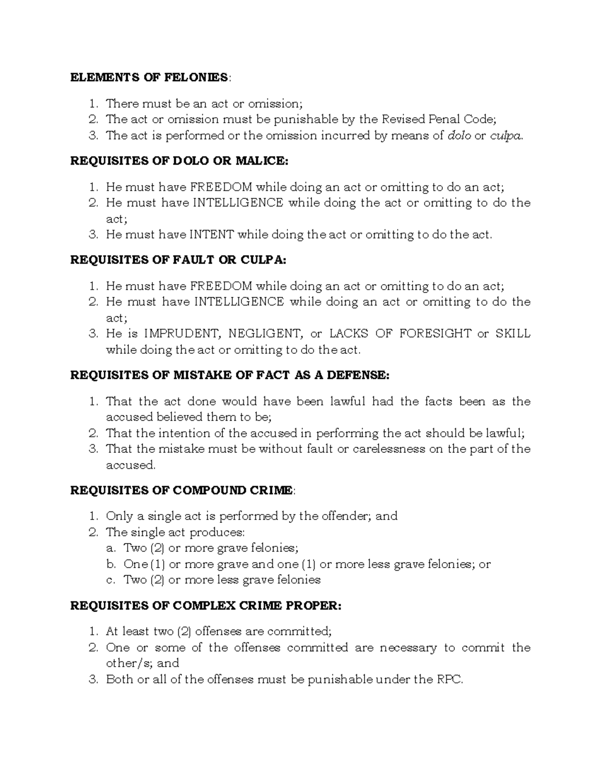 Criminal Law Elements & Requisites: Key Concepts and Definitions - Studocu