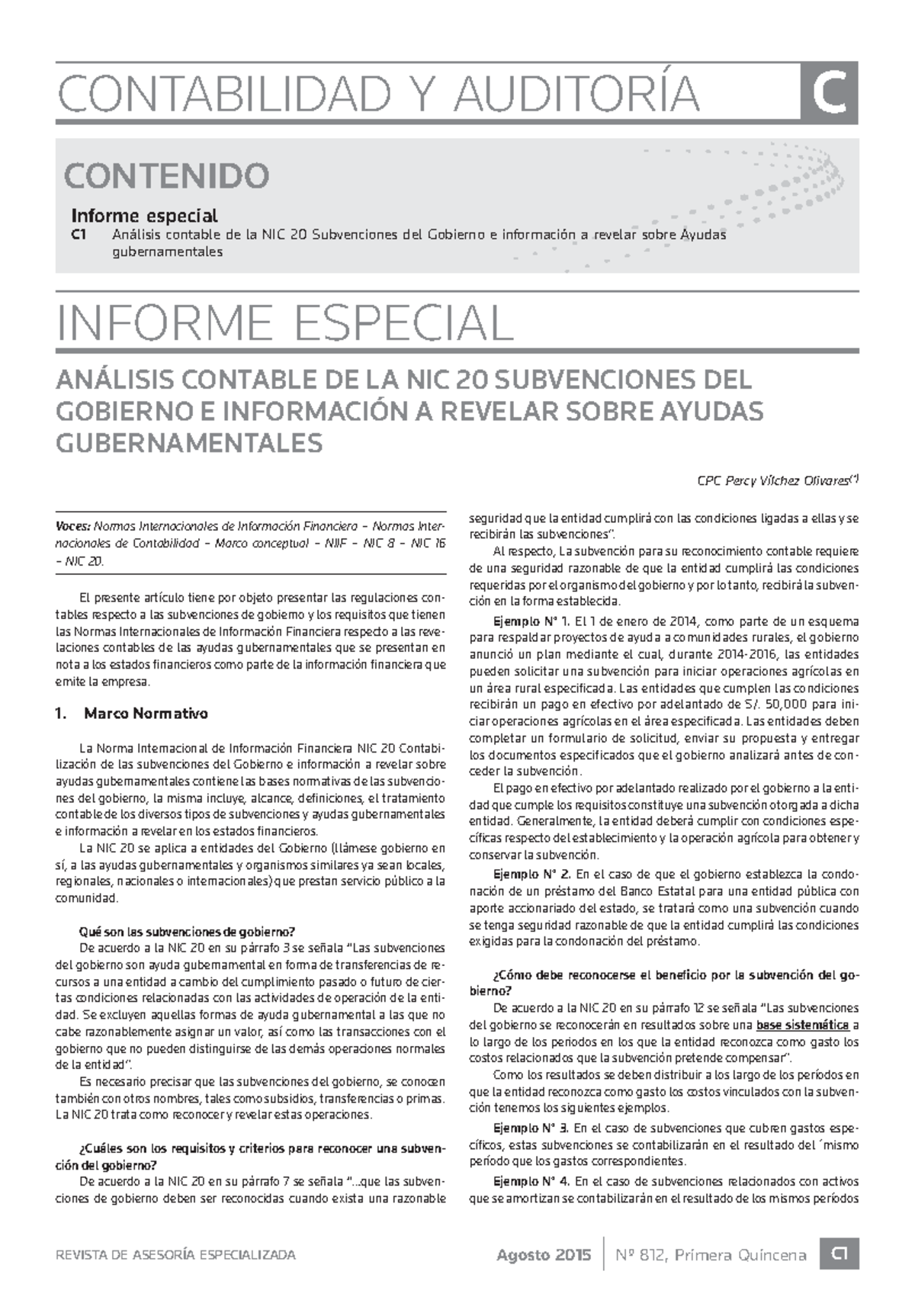 Análisis Contable de la NIC 20: Subvenciones del Gobierno y ...