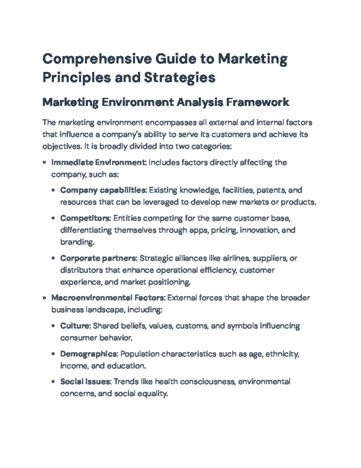 Comprehensive Marketing Principles & Environment Analysis (MKT 101 ...