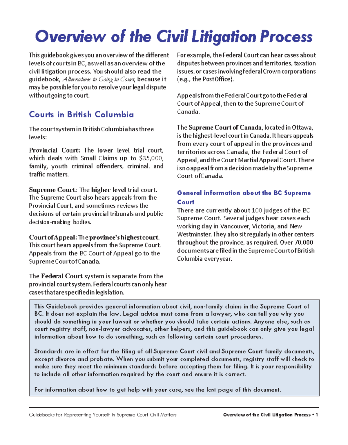 Overview of the Civil Litigation Process - You should also read the ...