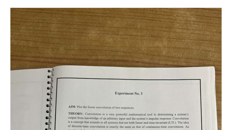 Signals And Systems Lab File Experiment No 3 Linear Convolution