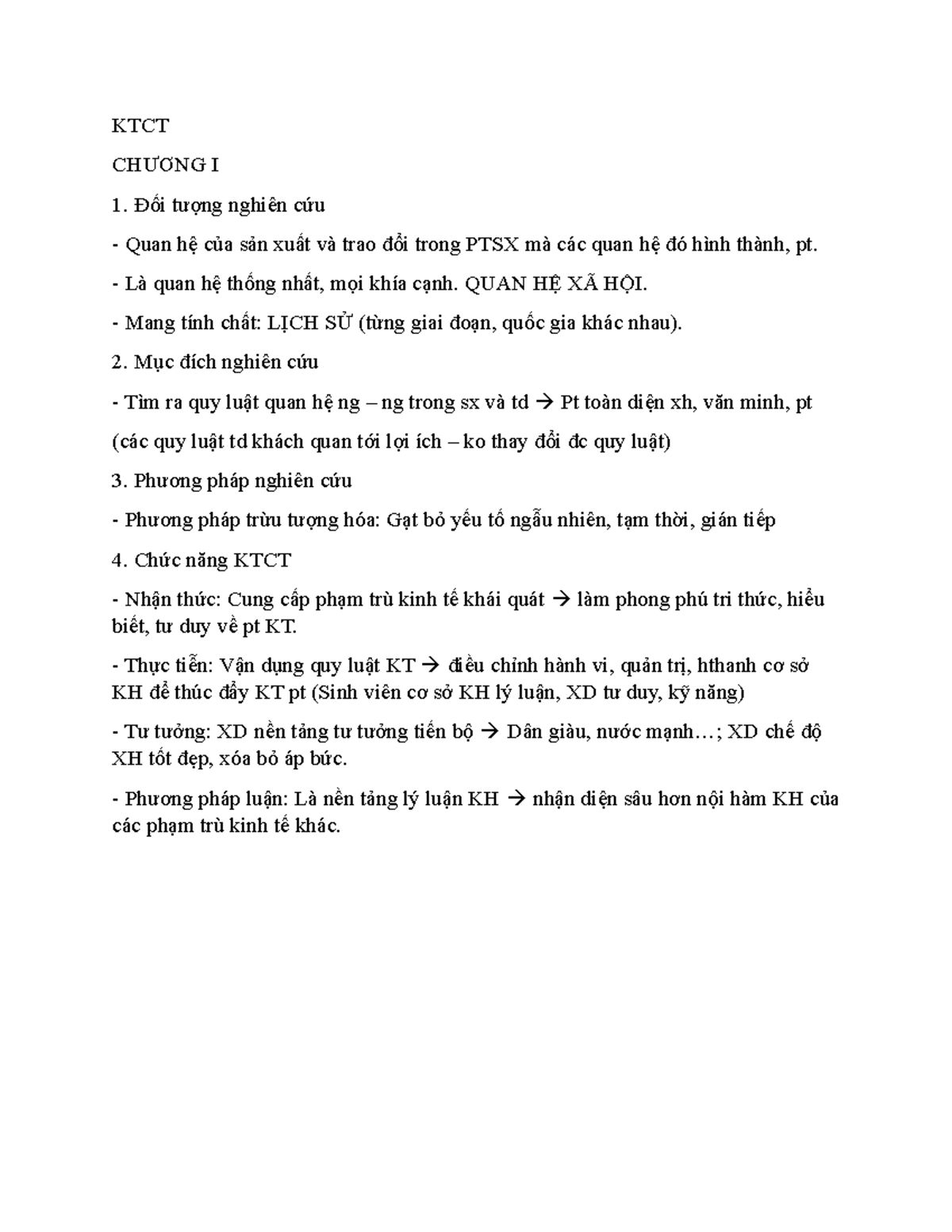 KTCT - practice 22 - KTCT CHƯƠNG I Đối tượng nghiên cứu Quan hệ của sản ...