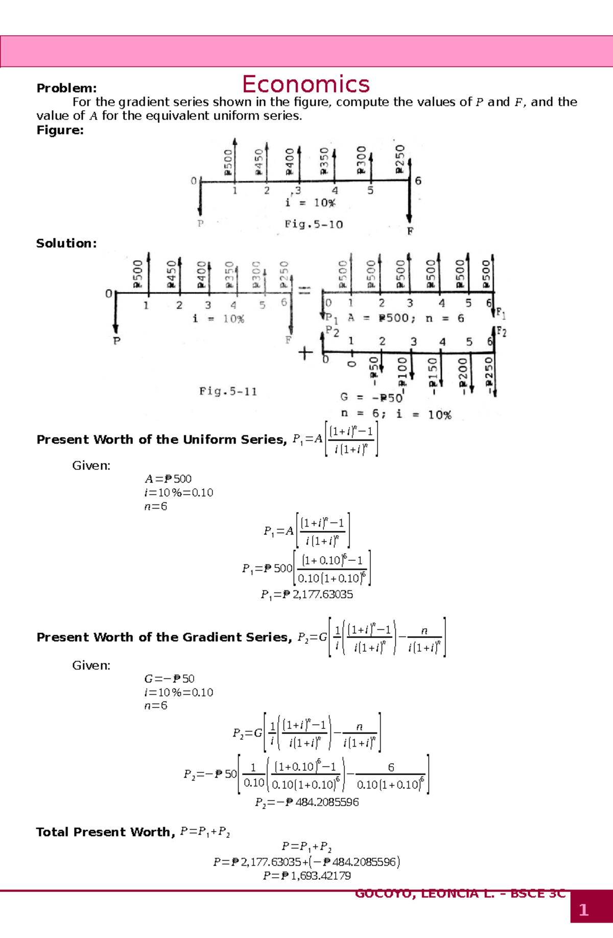 Engineering Economics: Activity 5 - Arithmetic Gradient Analysis (BSCE ...