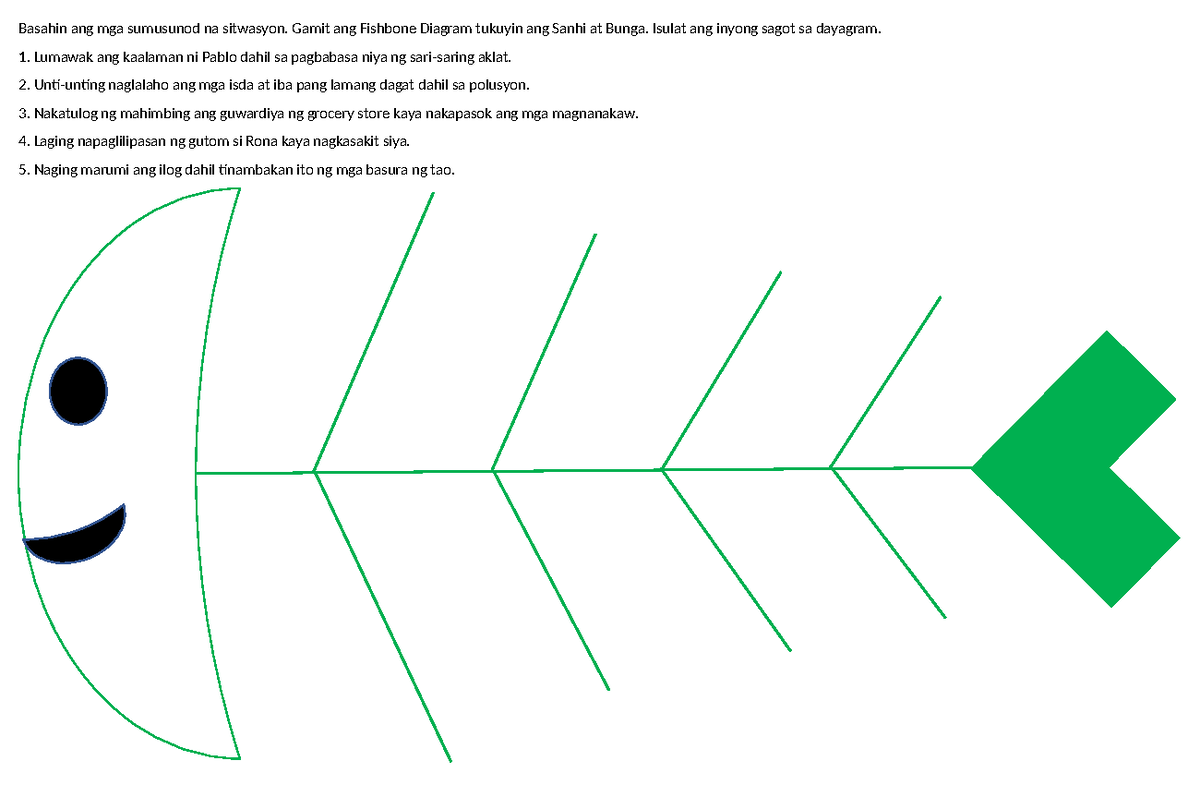 Fishbone Dayagram - Filipino - Basahin ang mga sumusunod na sitwasyon ...