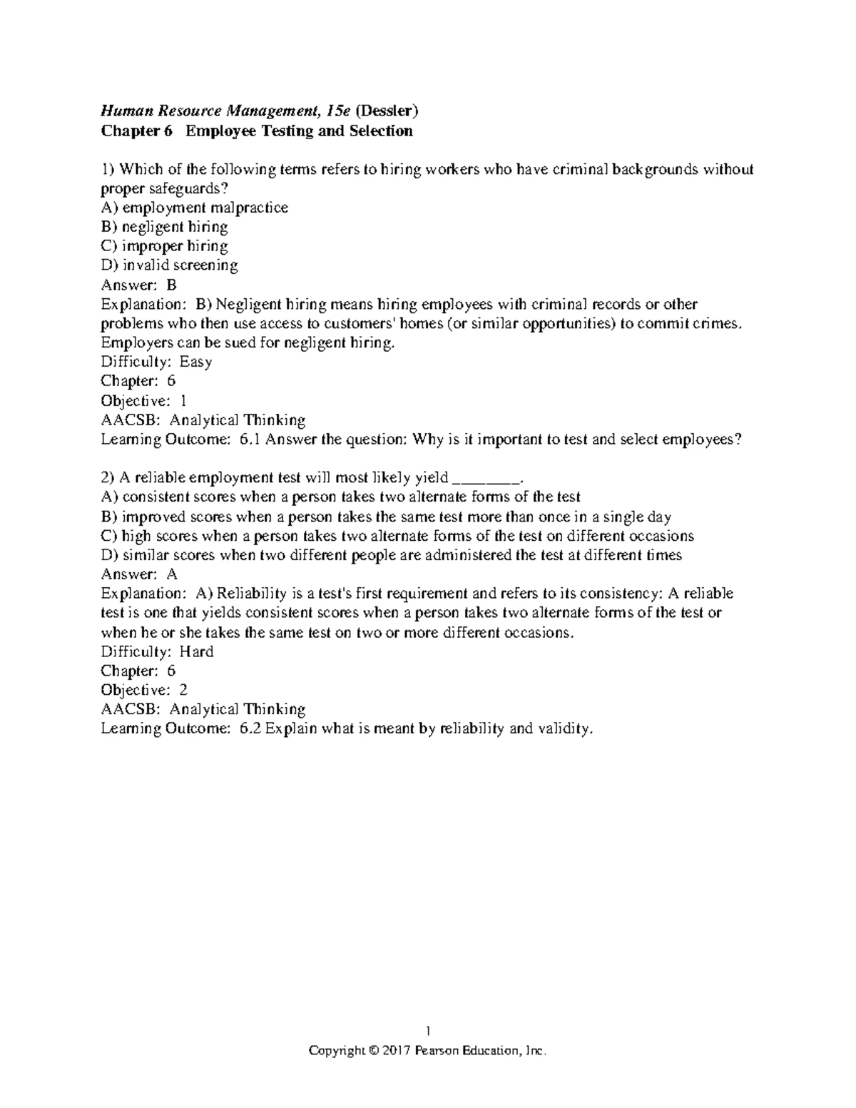 HRM-CHAP-7 - test bank questions - 1 Human Resource Management, 15e ...