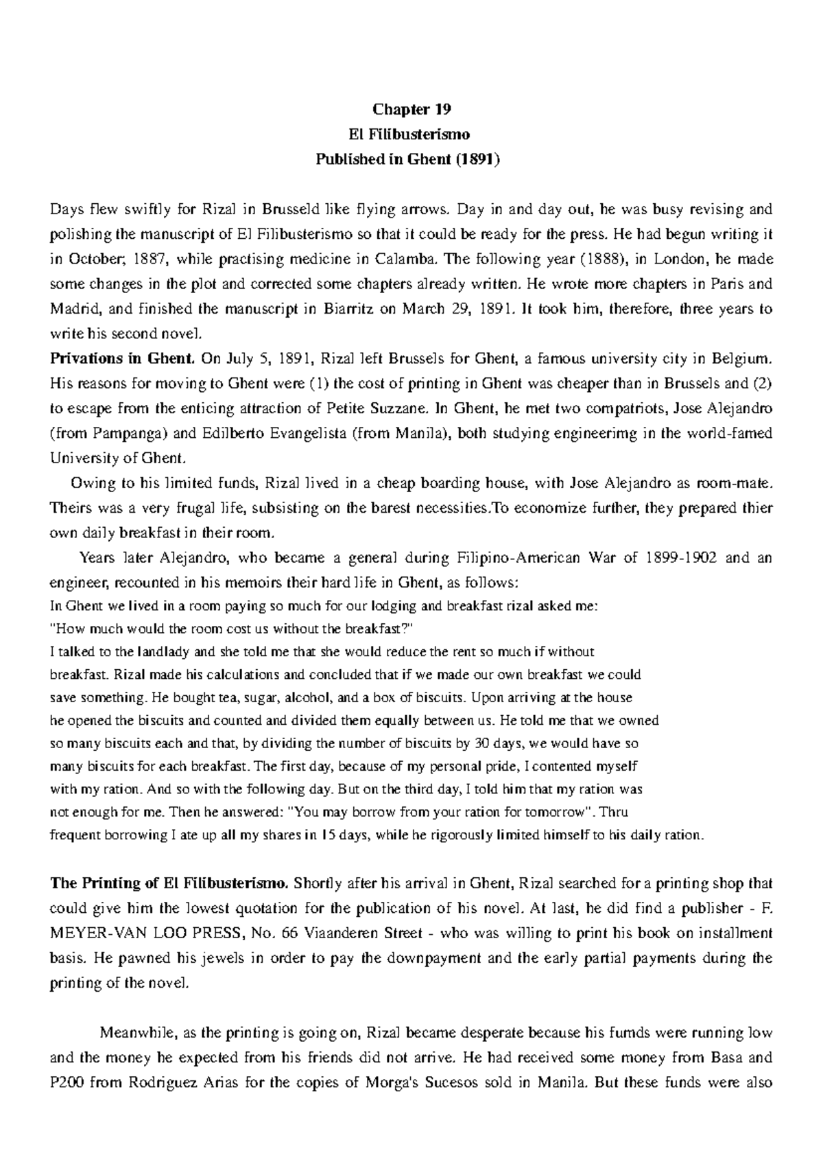 Pdfcoffee.com chapter-19-rizal-4-pdf-free - Chapter 19 El Filibusterismo Published in Ghent ...