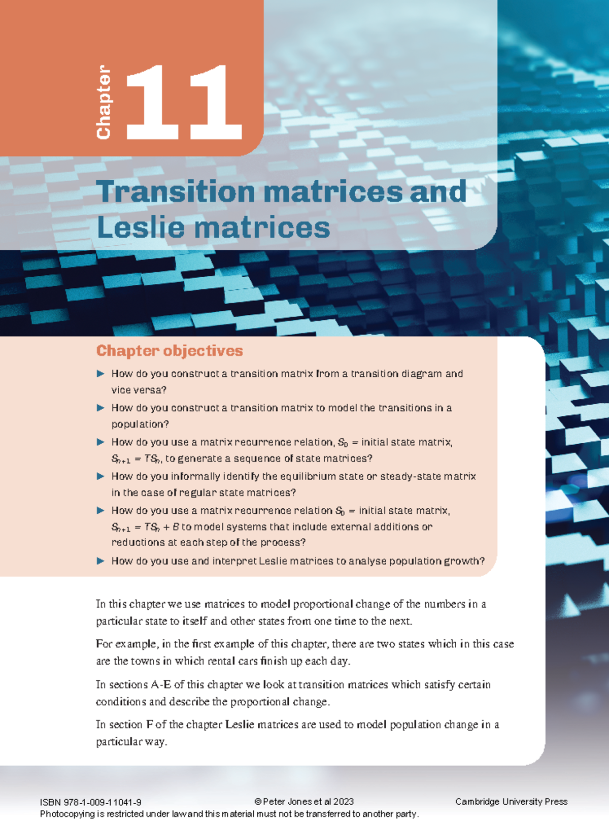 Chapter 11: Transition and Leslie Matrices in Population Modeling - Studocu