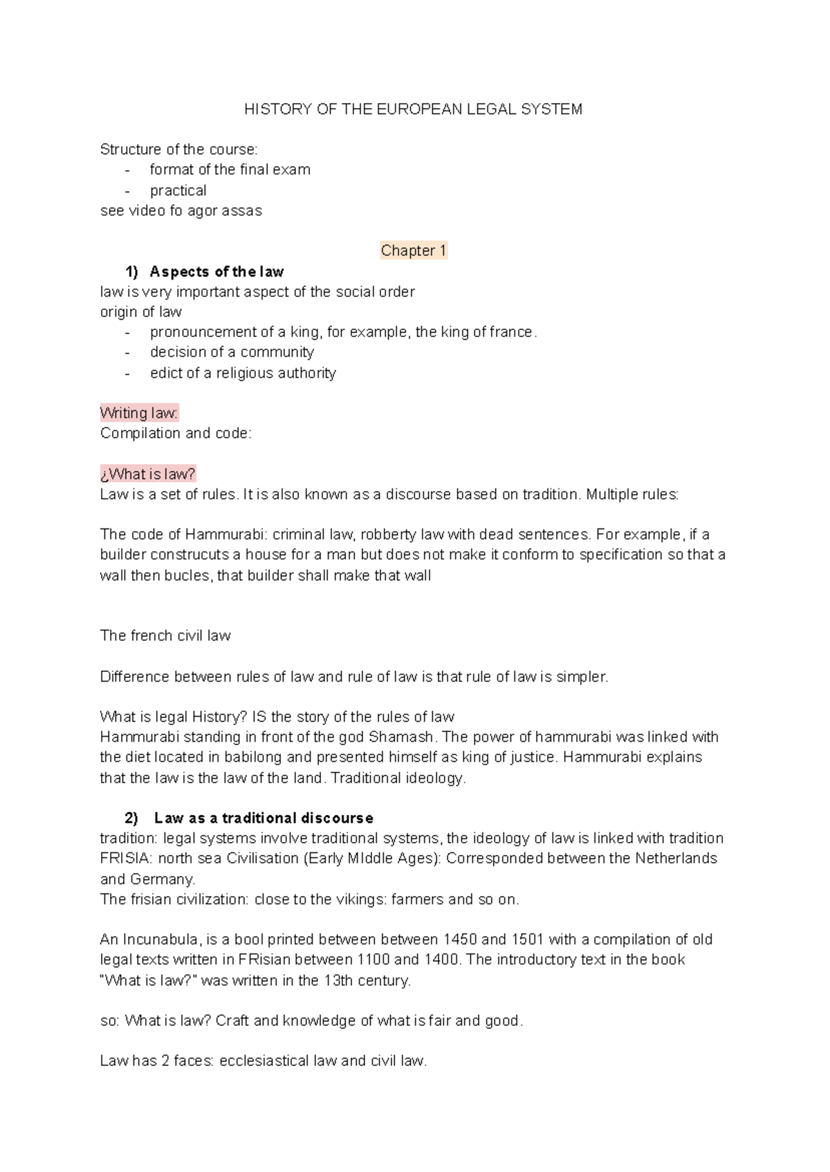 History of the European Legal System: Key Concepts & Exam Format - Studocu
