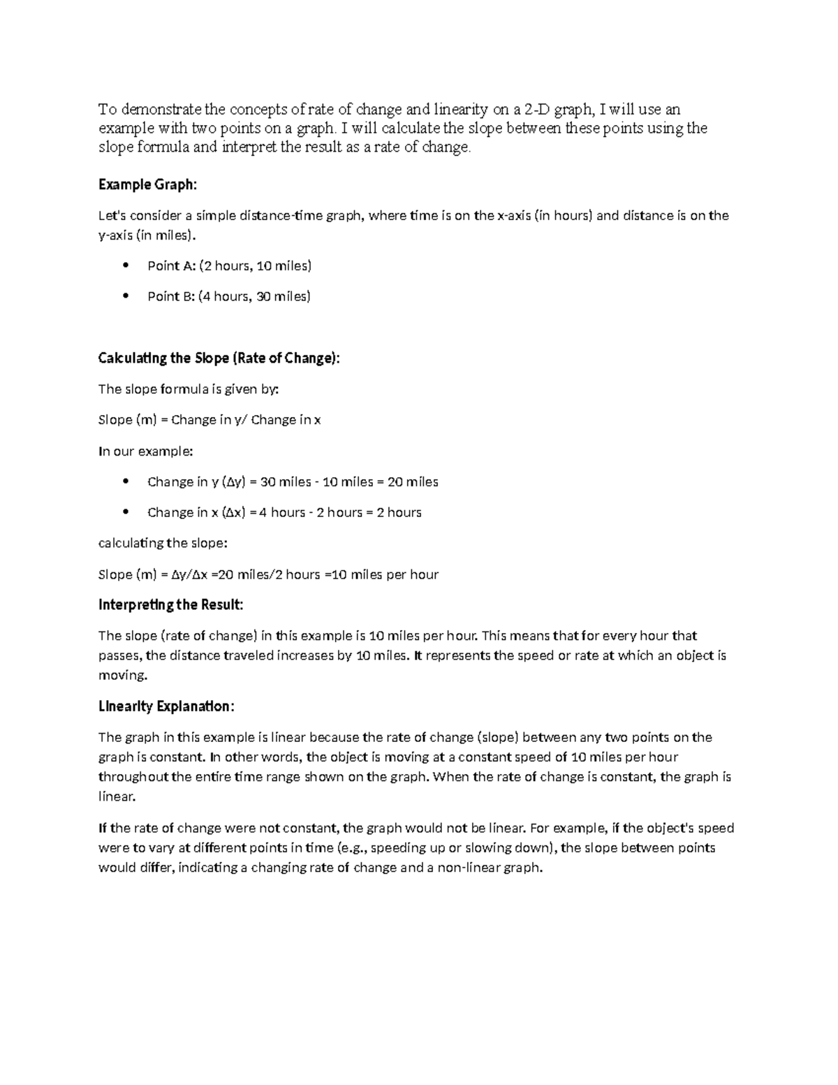 Algebra 101 - Week 4 Discussion on Rate of Change and Linearity - Studocu