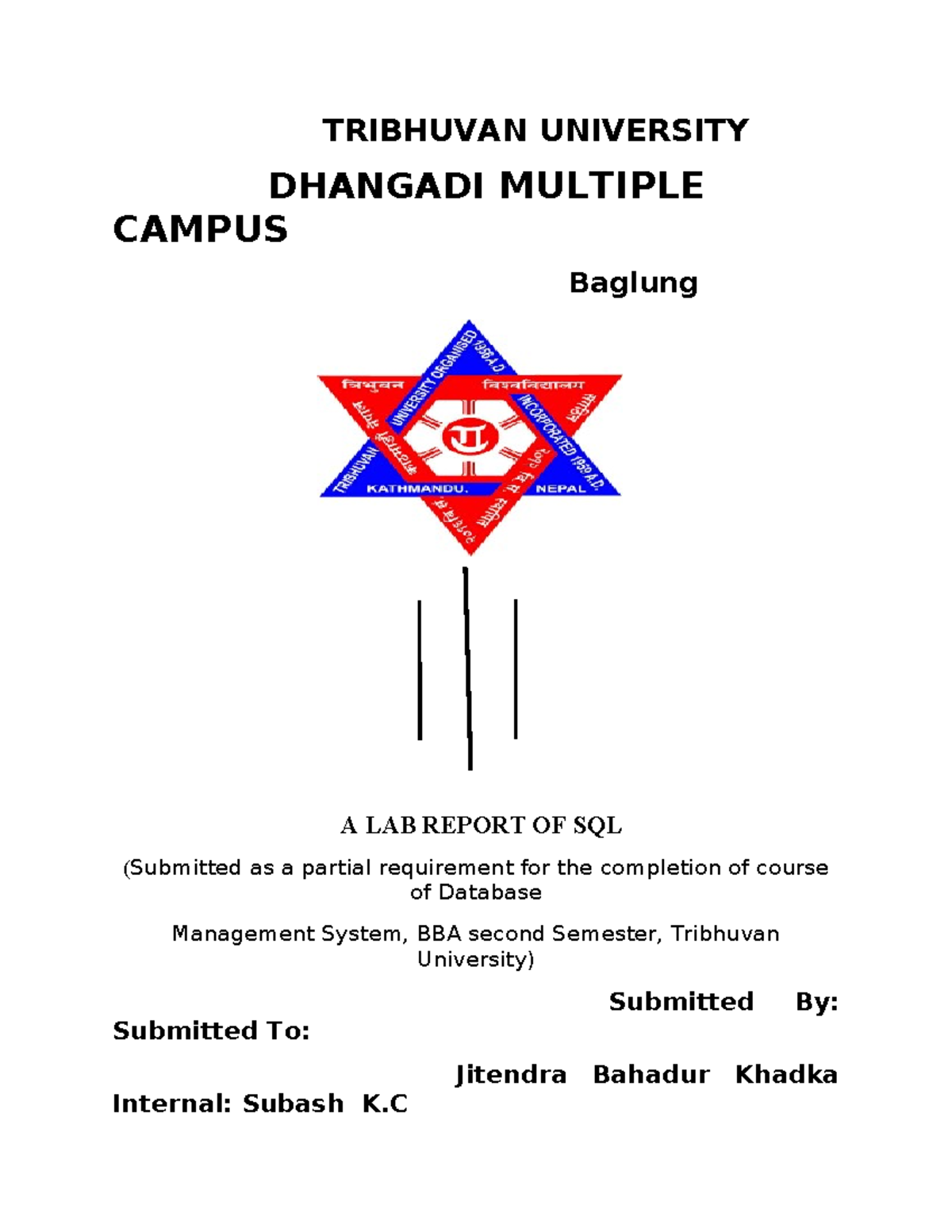BBA 2nd Sem SQL Project Lab Report: Database Management System - Studocu