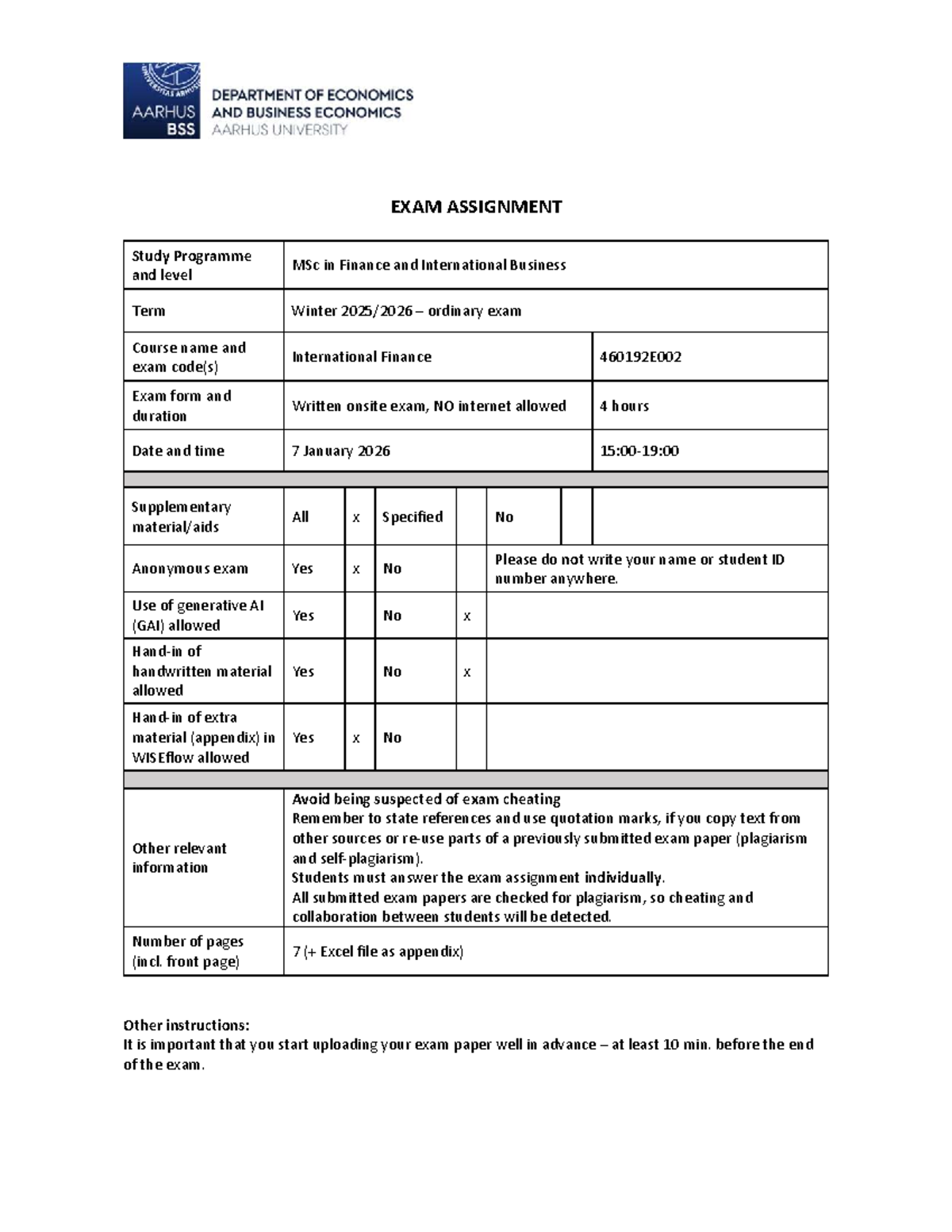 ECON 460192E002 International Finance Exam Notes Winter 2026 - Studocu