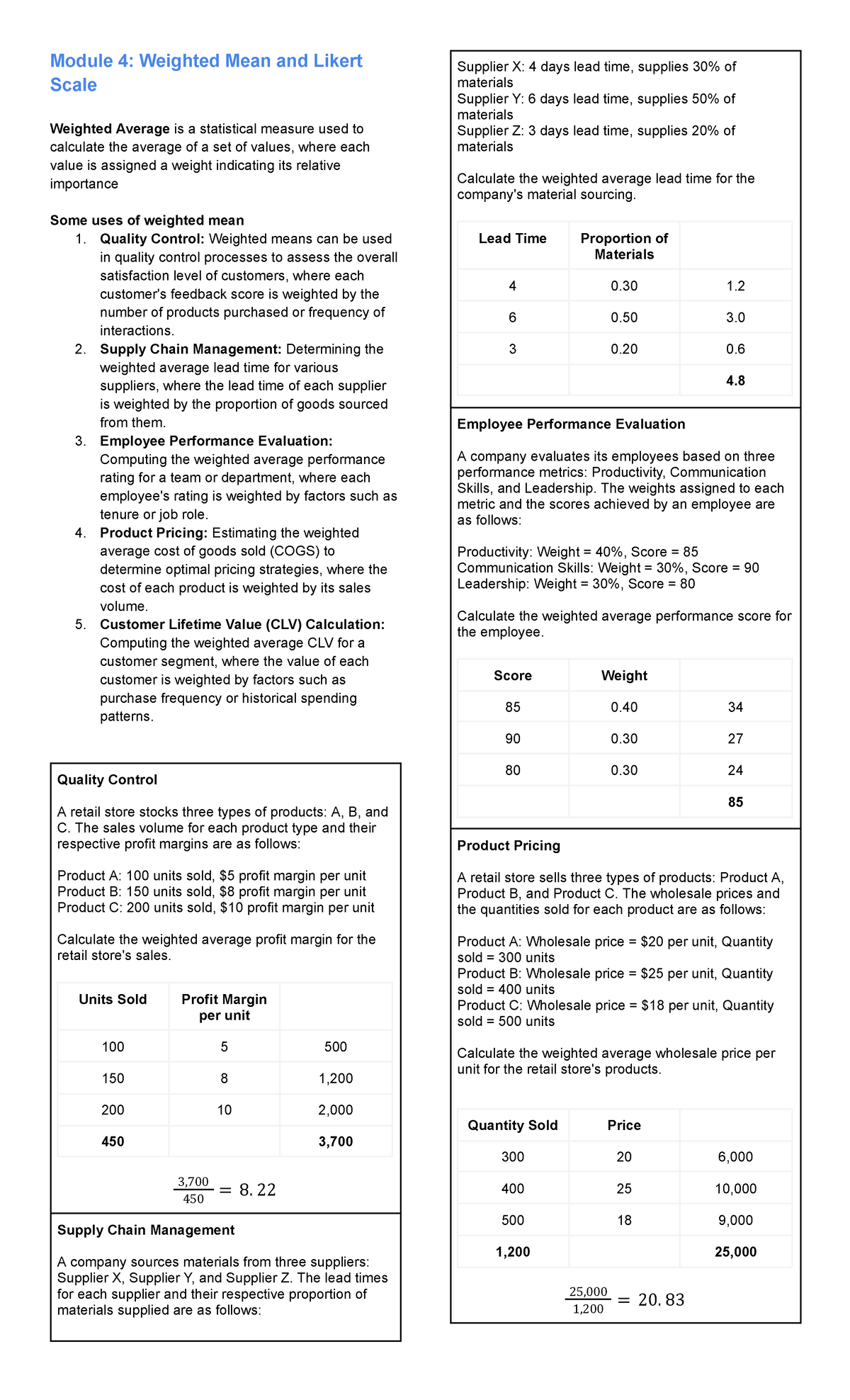 Weighted Mean Formula For Likert Scale