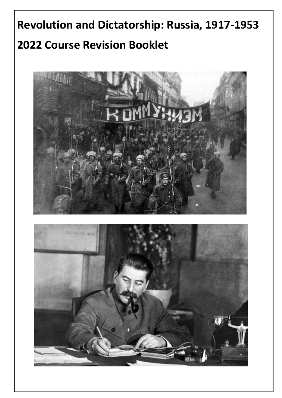 AQA A-Level 2N Russia Revision Booklet 2022 Exams - Revolution and ...